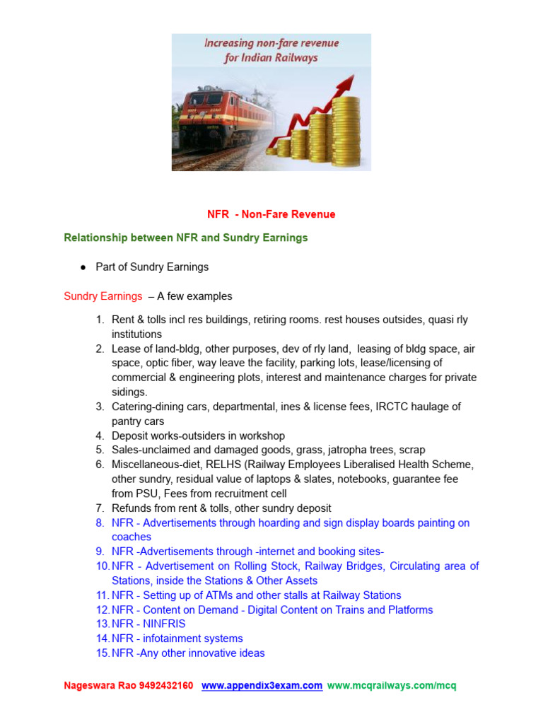 Non-Fare Revenue Strategies in Railways | PDF | License | Train