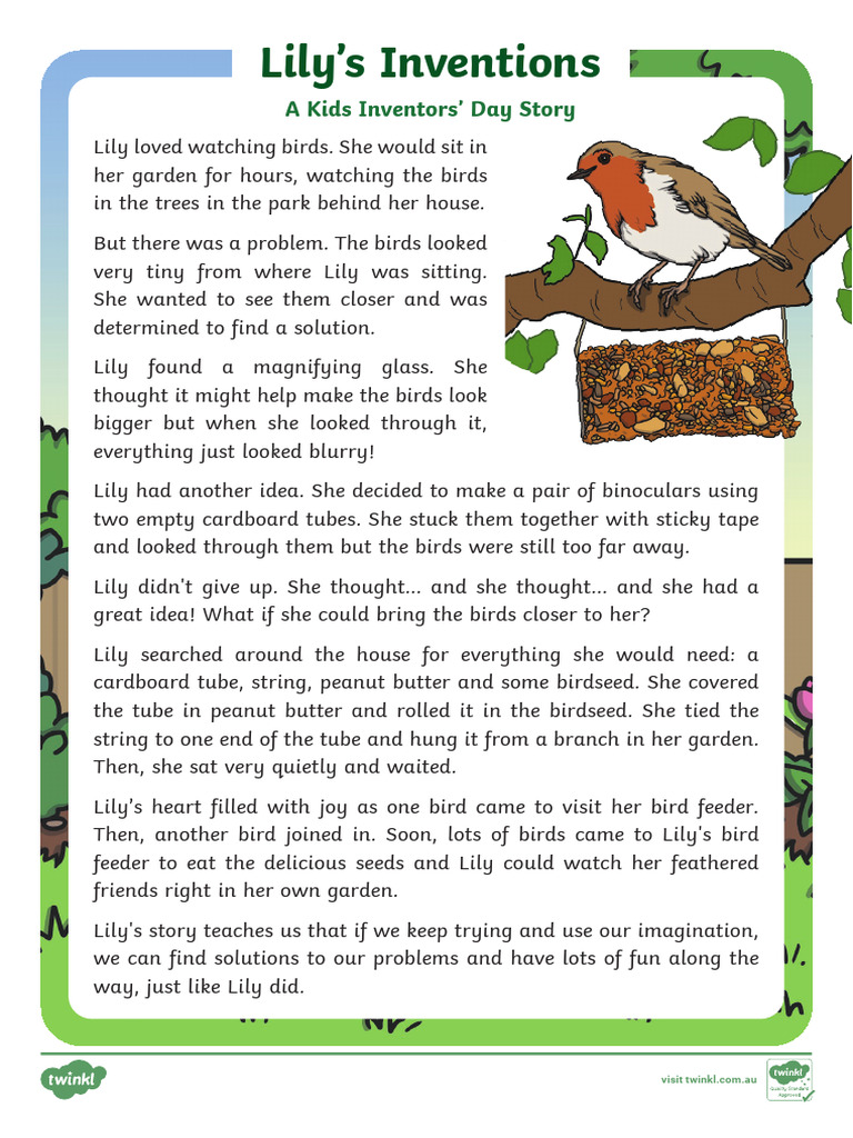 Kids Inventors Day Short Story Lilys Inventions | PDF