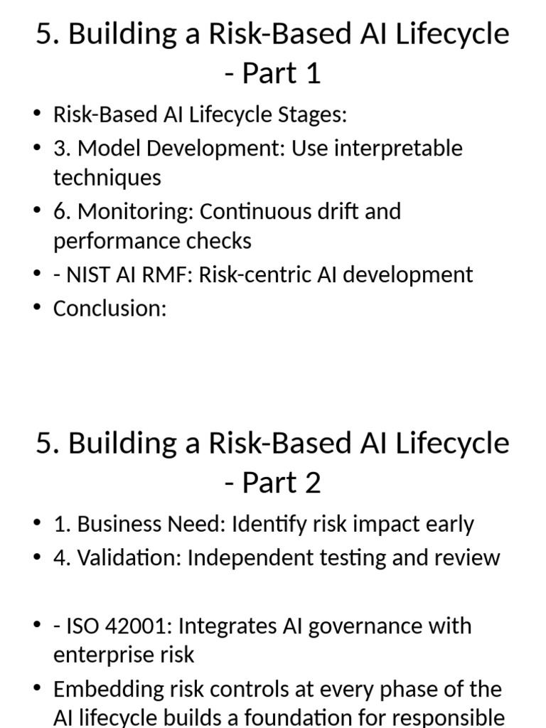 AI Risk Presentation 5 Building A Risk-Based AI Lifecycle | PDF