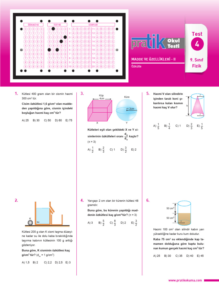 9.sinif Fizik OT 4 | PDF