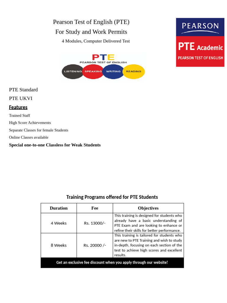PTE Training for Study & Work Permits | PDF