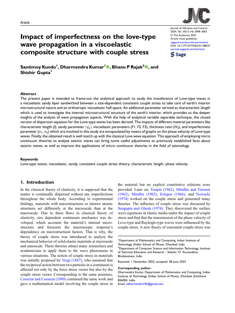 Impact of Imperfectness On The Love-Type Wave Prop | PDF | Waves ...