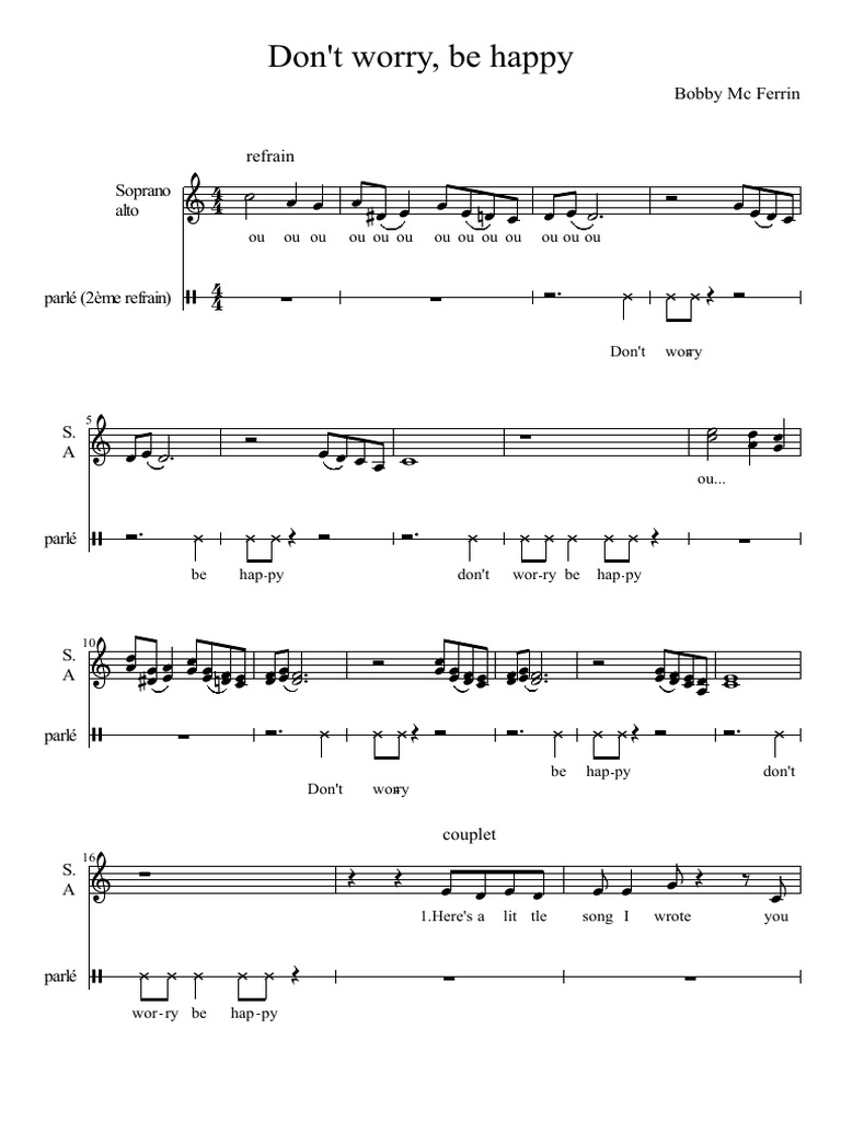 Don't Worry, Be Happy Lyrics | PDF | Singing