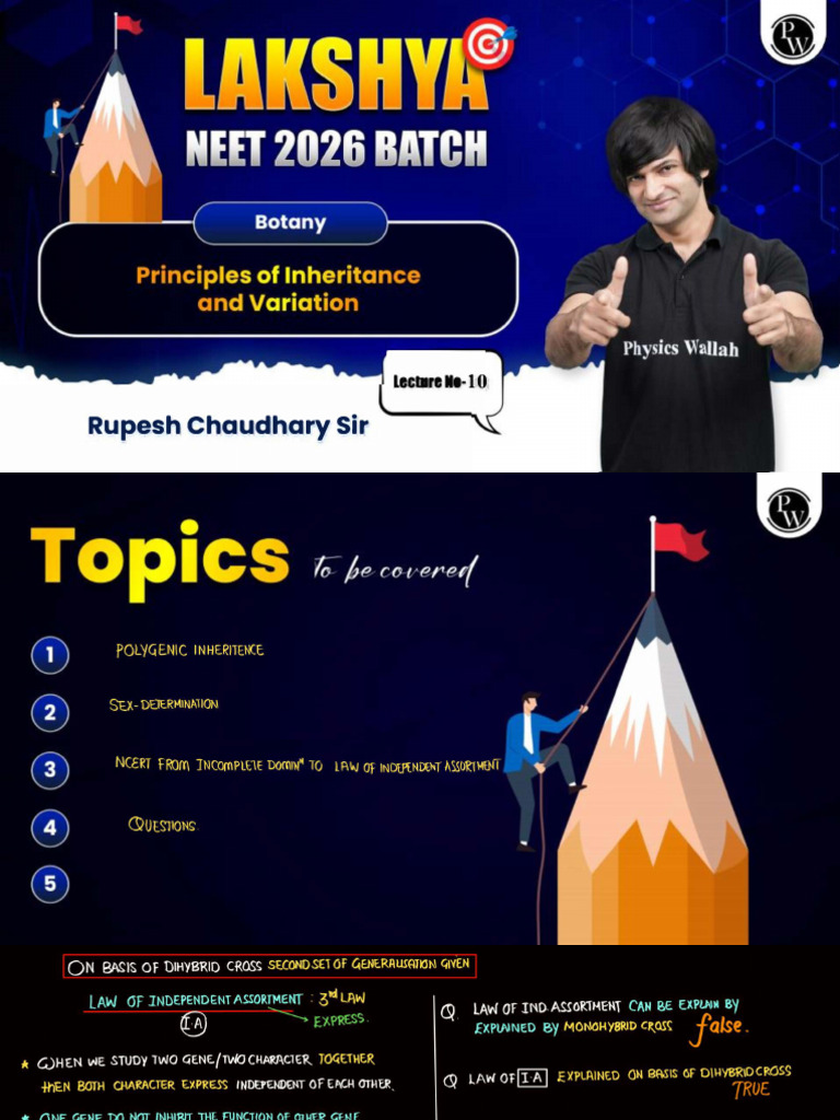 Principle of Inheritance and Variation 10 - Class Notes - Lakshya NEET ...