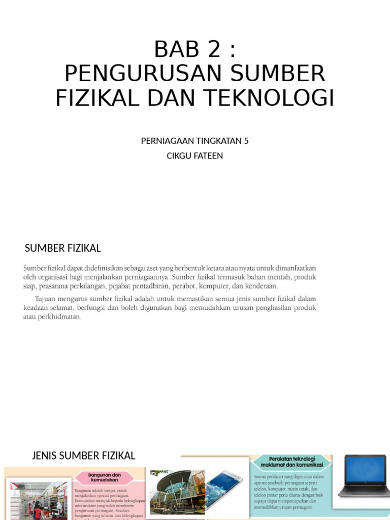 Pengurusan Sumber Fizikal Dan Teknologi | PDF