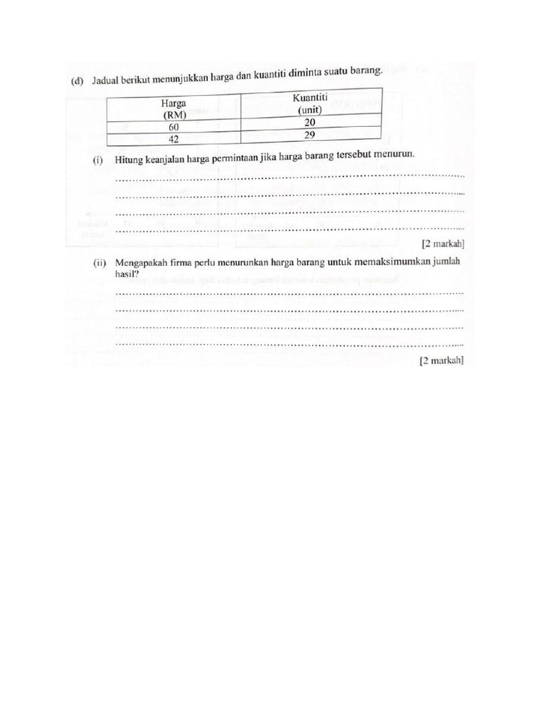 Contoh Soalan Kepentingan Keanjalan Kepada Firma Dan Kerajaan | PDF