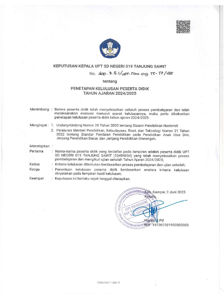 SK Kelulusan 2025 | PDF