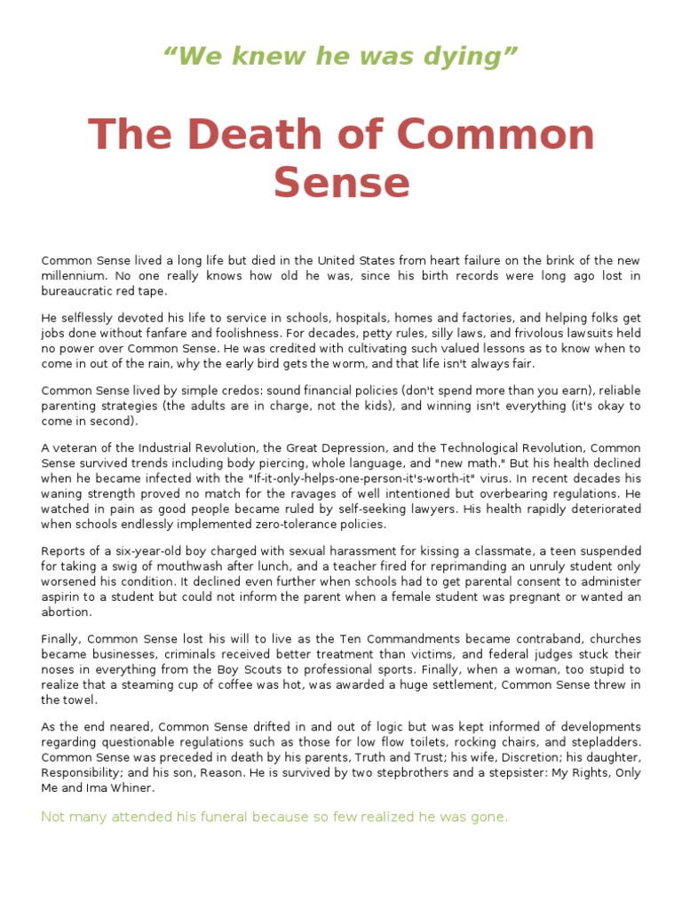The Death of Common Sense | PDF | Violence