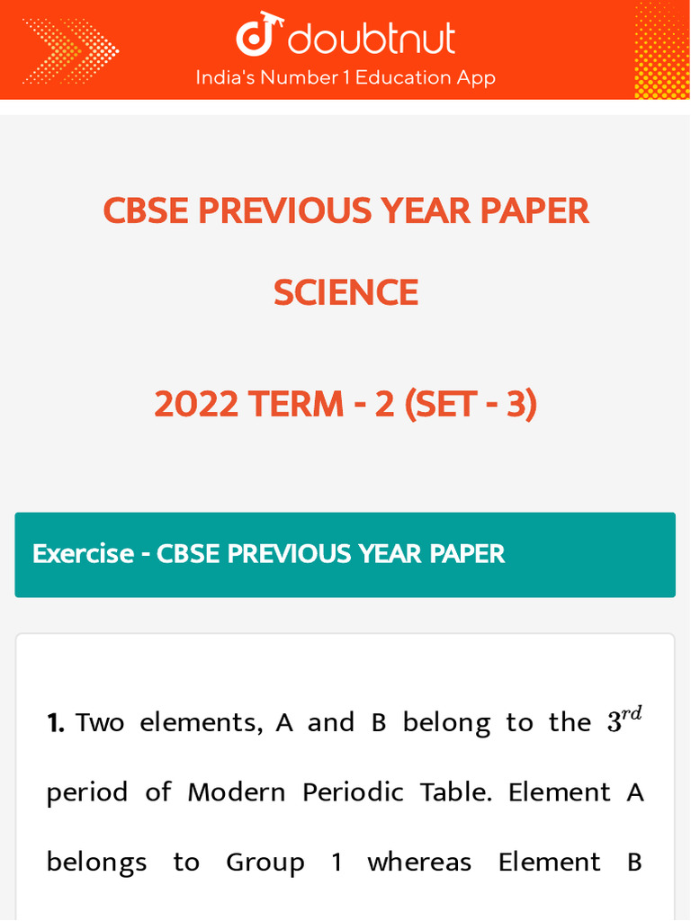 Cbse Previous Year Paper Class 10 Science 2022 Term 2 Set 3 Doubtnut ...