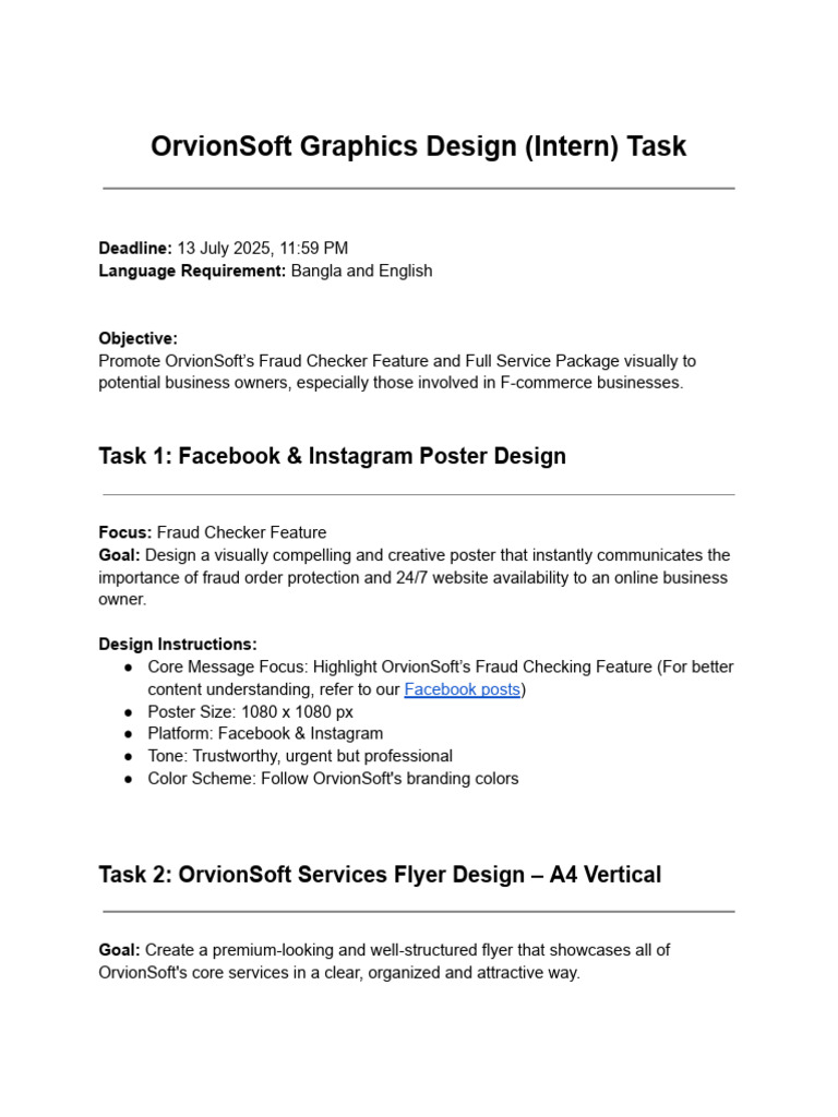 OrvionSoft Graphics Design (Intern) Task | PDF