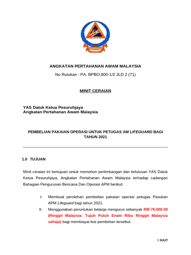 Pembelian Pakaian APM Lifeguard 2021 | PDF
