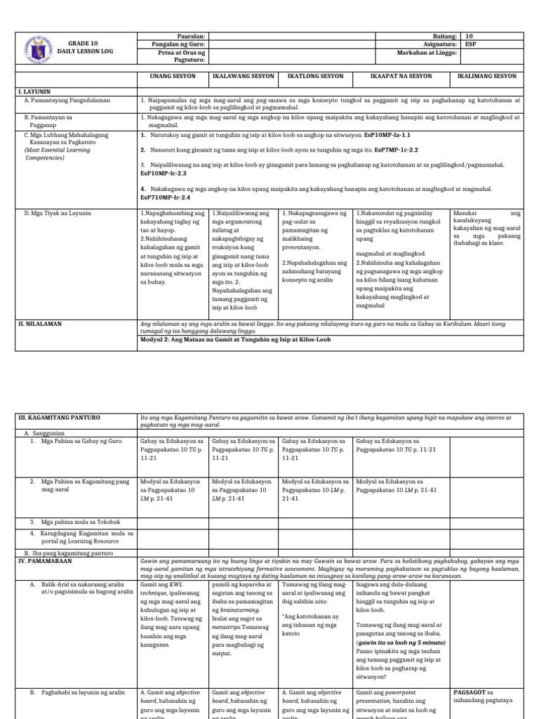 TLE 10 DLL Week 2 | PDF