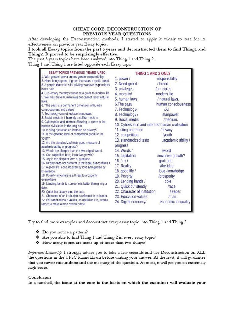 Deconstruction Cheat Code Converted | PDF
