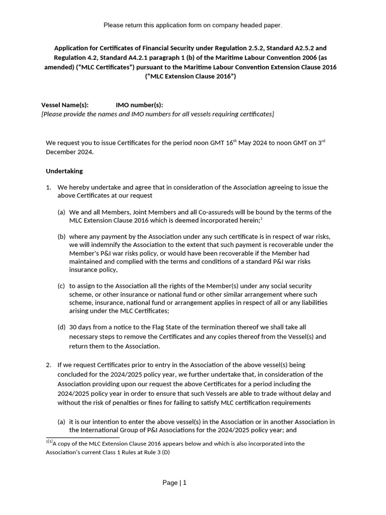 2024-25 MLC Application Form | PDF | Insurance | Indemnity