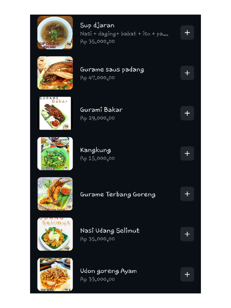 Menu Mbok Penyet | PDF