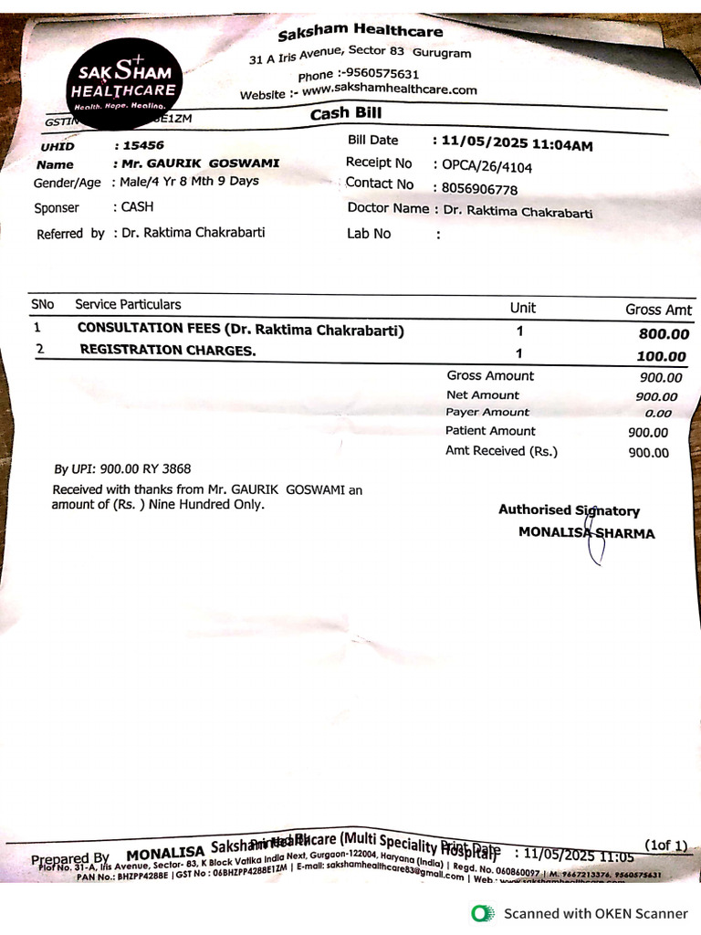 Gaurik Prescription 11th May 2025 | PDF