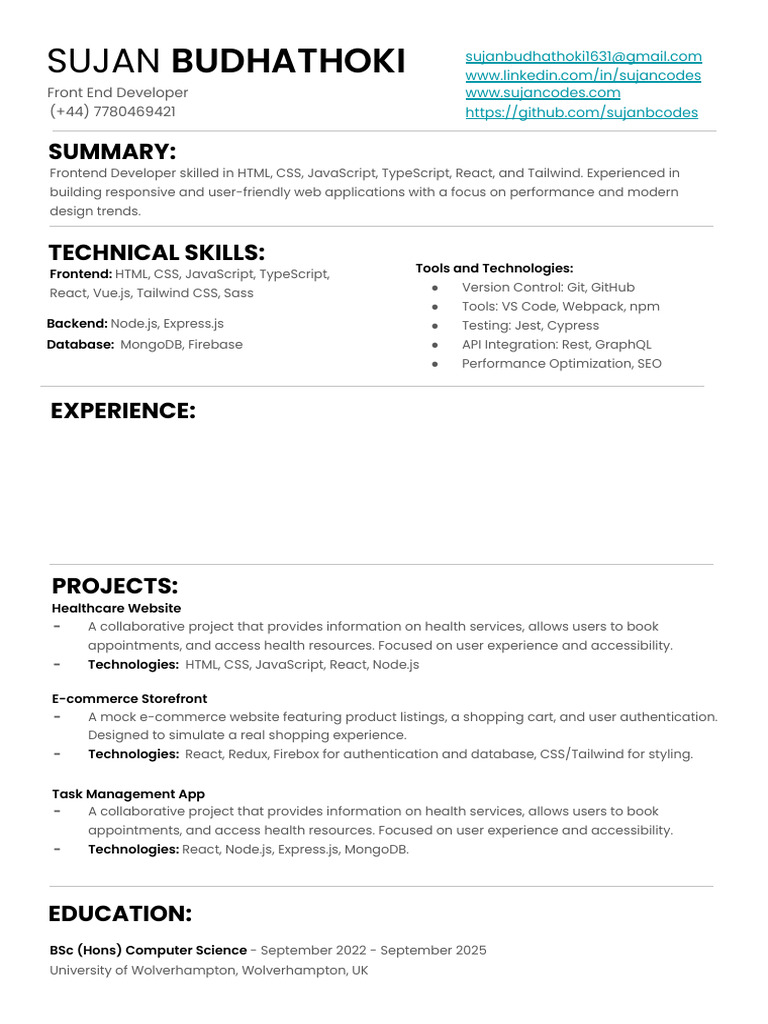 Sujan Budhathoki Resume | PDF