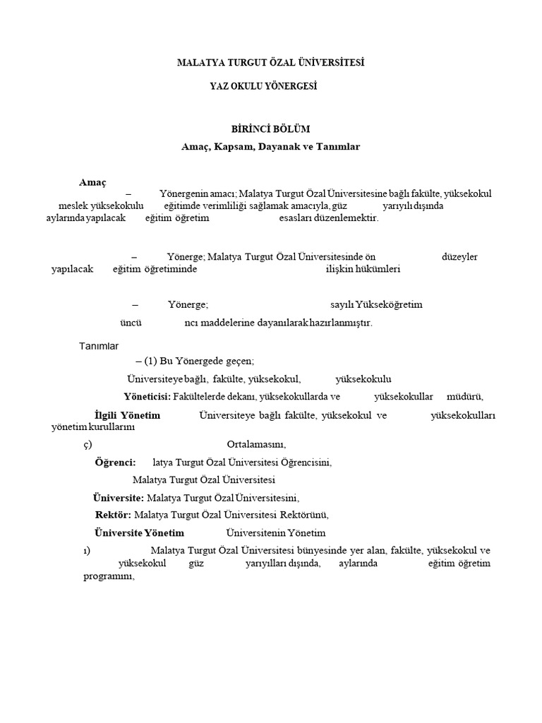 Yaz Okulu Yonergesi1 | PDF