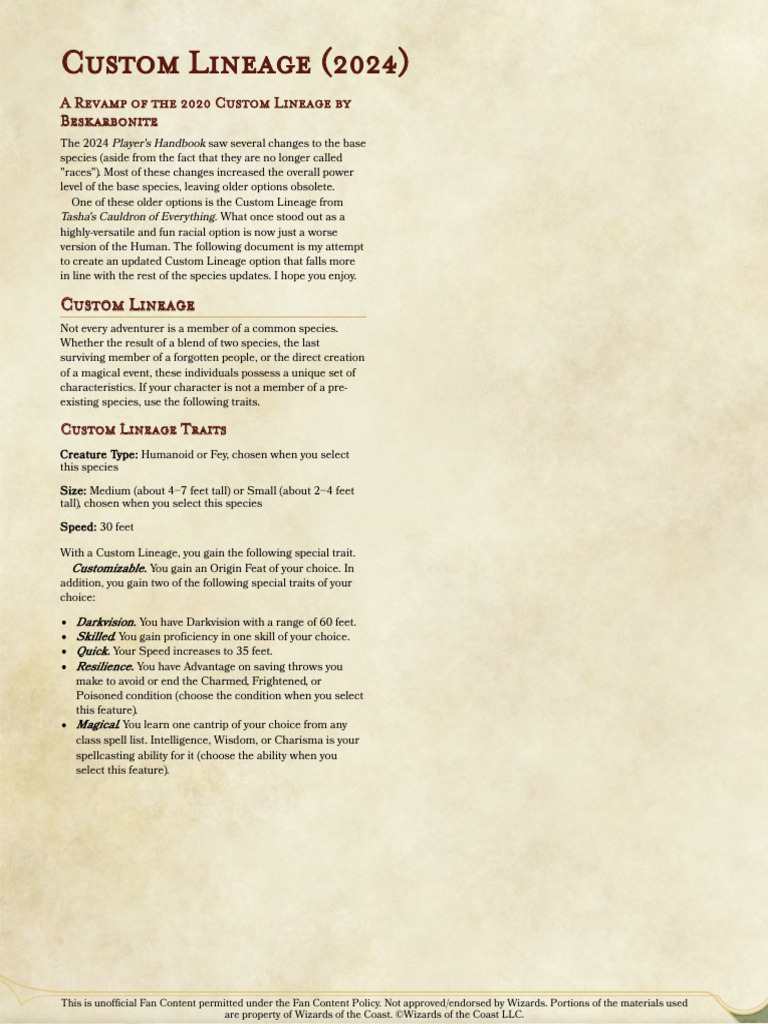 Custom Lineage 2024 Variant | PDF