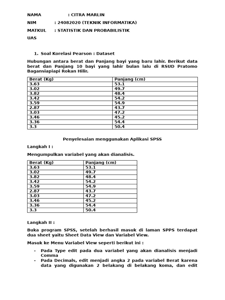 Konsep Dasar Uji Korelasi Pearson | PDF