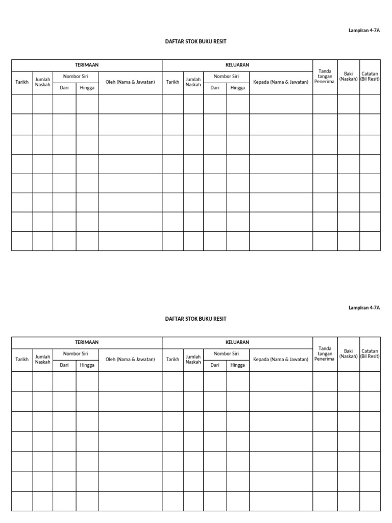 Template Buku Resit Kosong | PDF