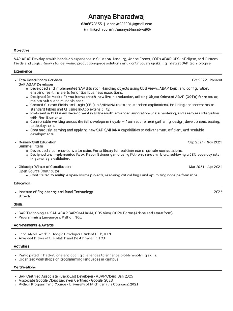 Ananya Bharadwaj FF18175201 | PDF | Software | Systems Engineering