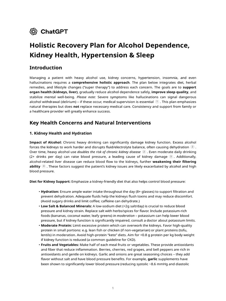 Holistic Recovery Plan For Alcohol Dependence, Kidney Health ...
