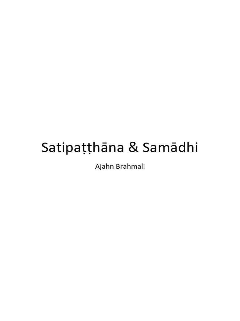 Ajahn Brahmali Satipatthana Samadhi | PDF | Mindfulness | Mind–Body Interventions