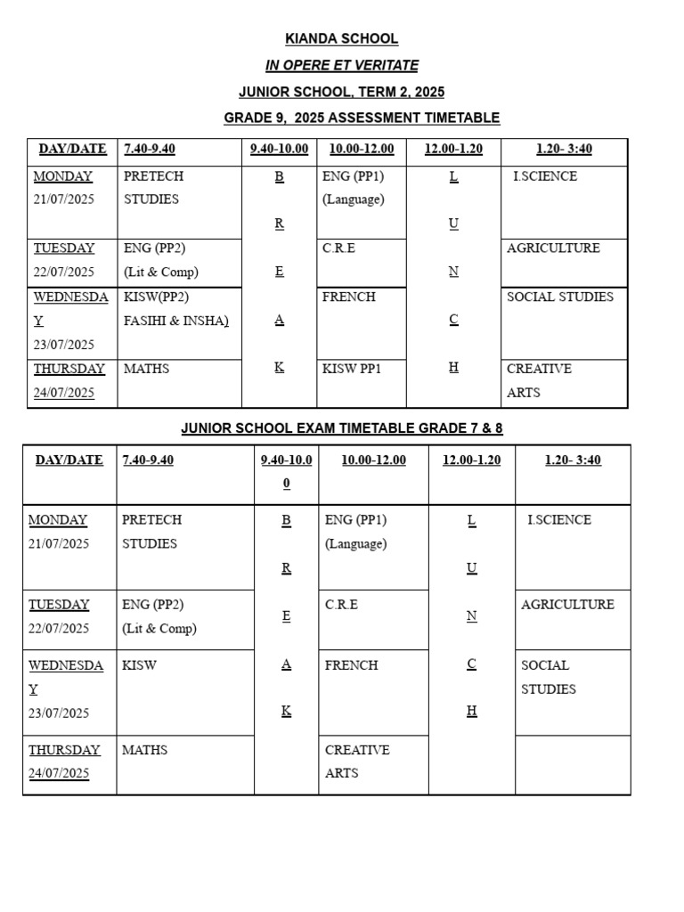 JS - Endterm 2 ASSESSMENT Timetable | PDF