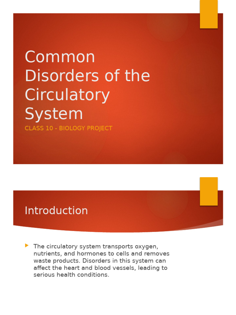 Common Disorders Circulatory System Class10 | PDF