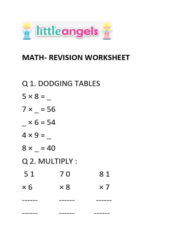 09.03.22 Math Revision Worksheet | PDF
