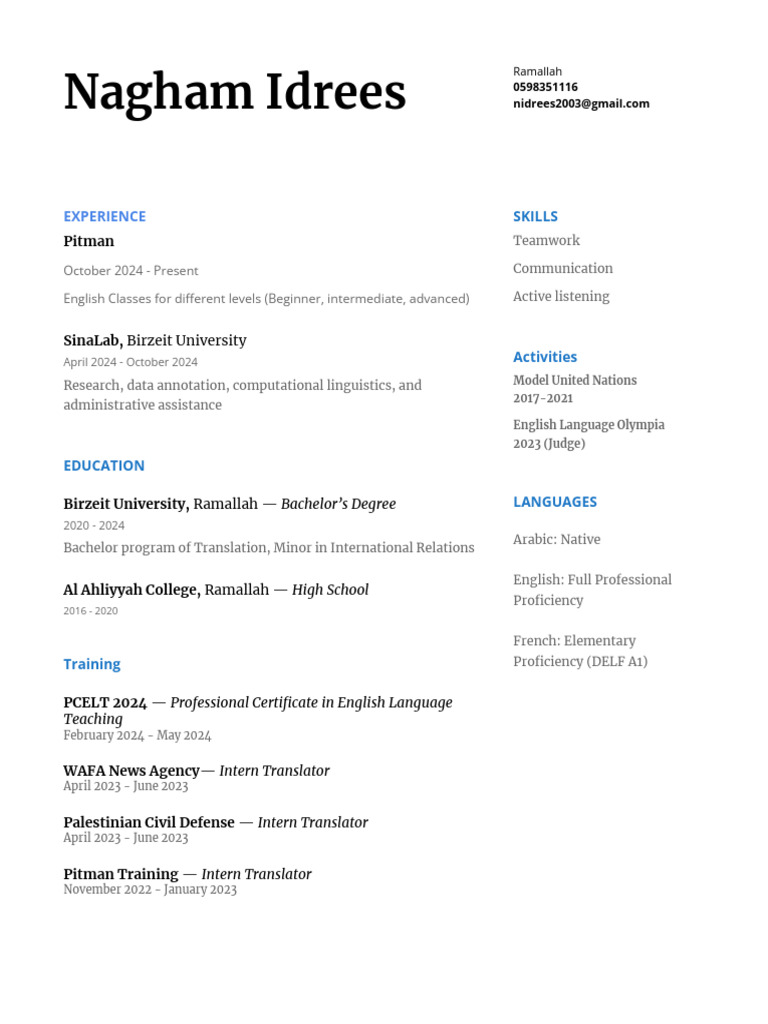 Nagham Resume 10 - 24 | PDF