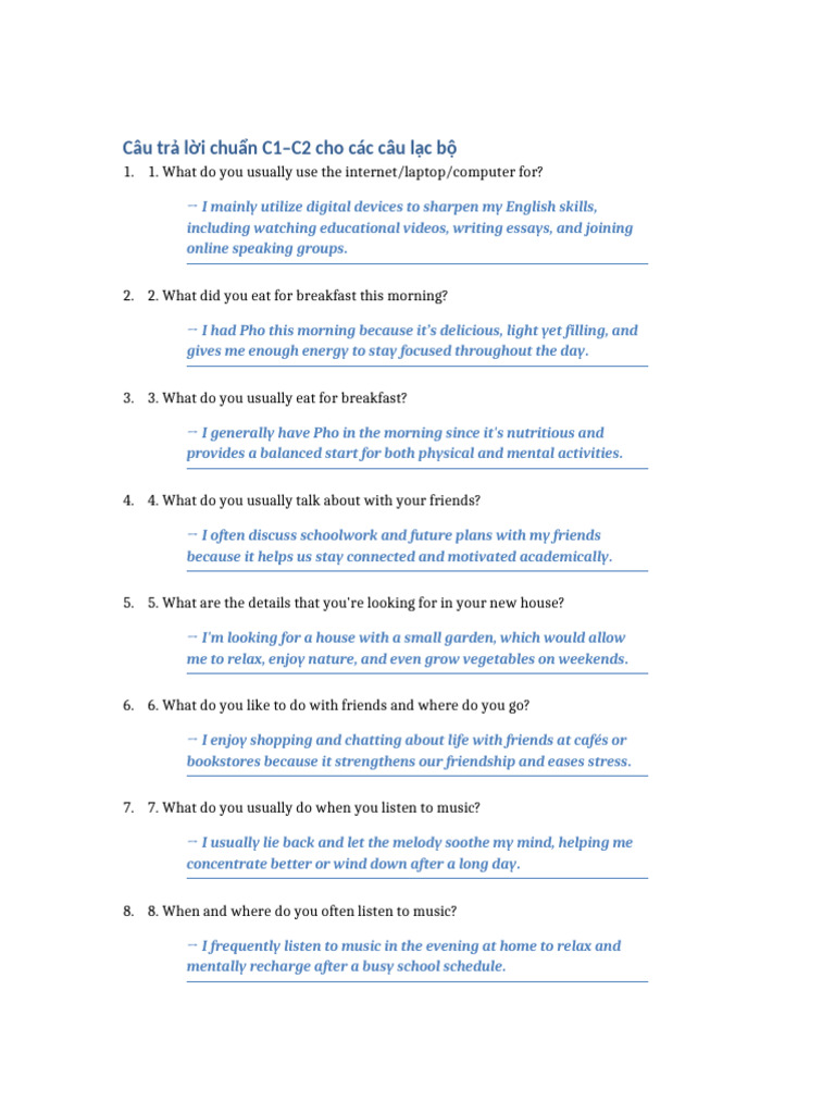 C1 C2 Speaking Answers | PDF