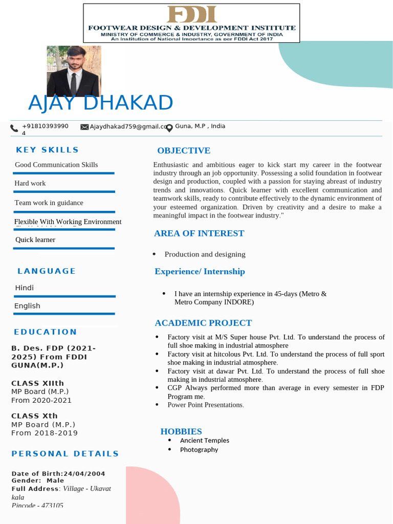 Ajay Dhakad CV Completed PDF | PDF | Cognition | Learning