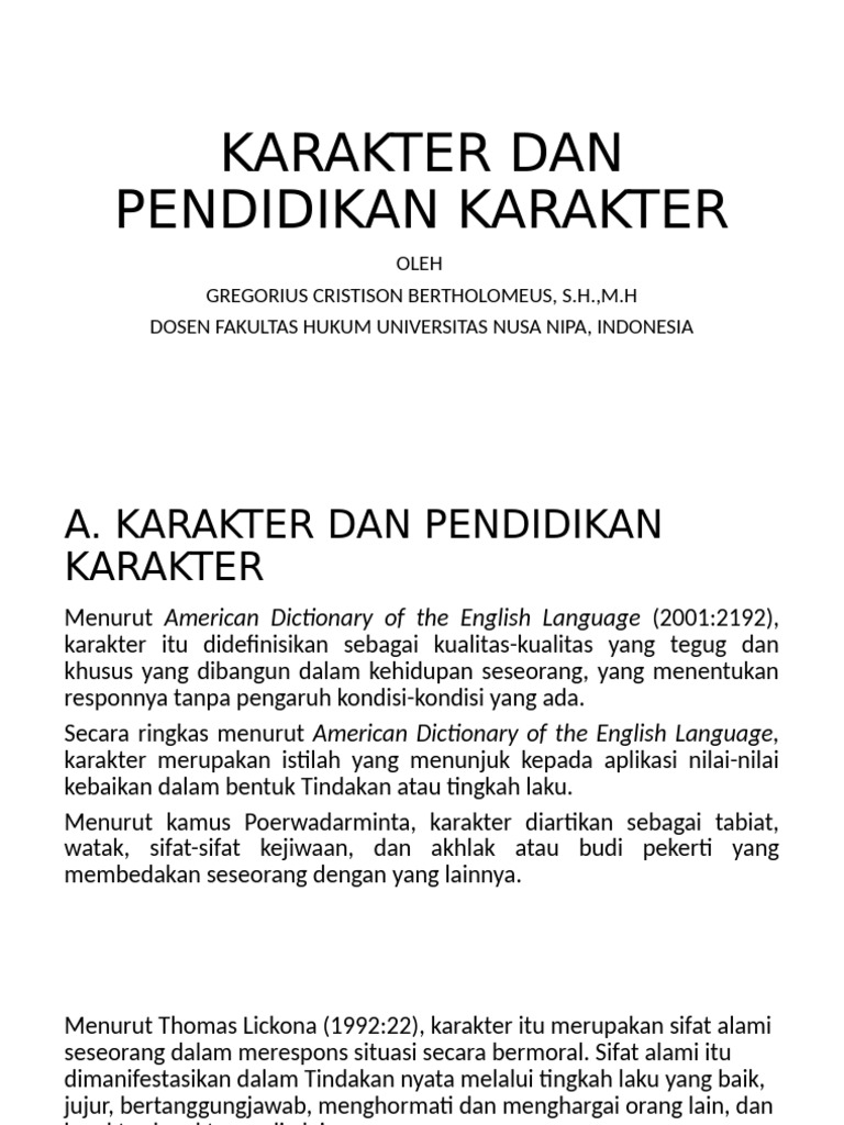 Bab 2 Karakter Dan Pendidikan Karakter-1 | PDF