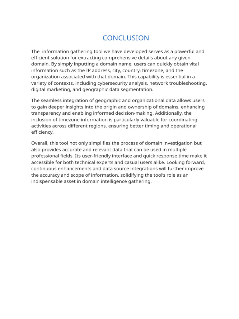 Conclusion of Information Gathering Tools | PDF