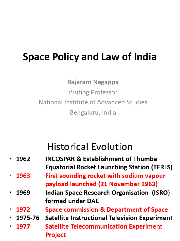 Pres Swf-Cas Space Laws and Policies Workshop - Rajaram Nagappa - Space ...