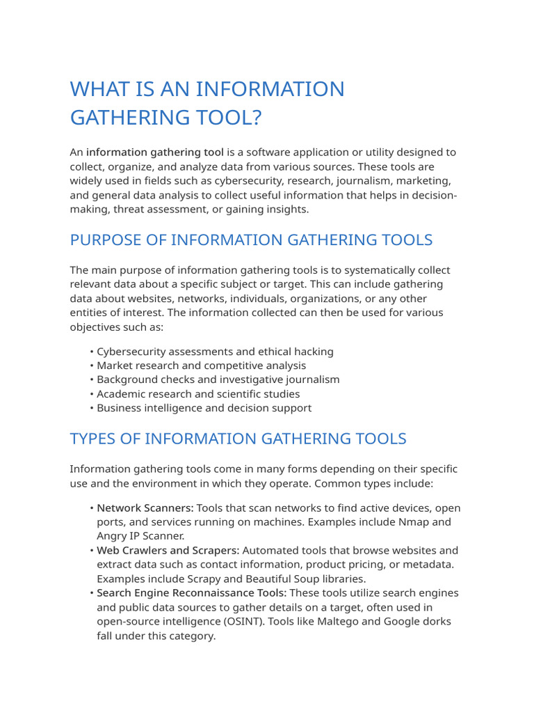 What Is Information Gathering Tools | PDF | Computer Security | Security
