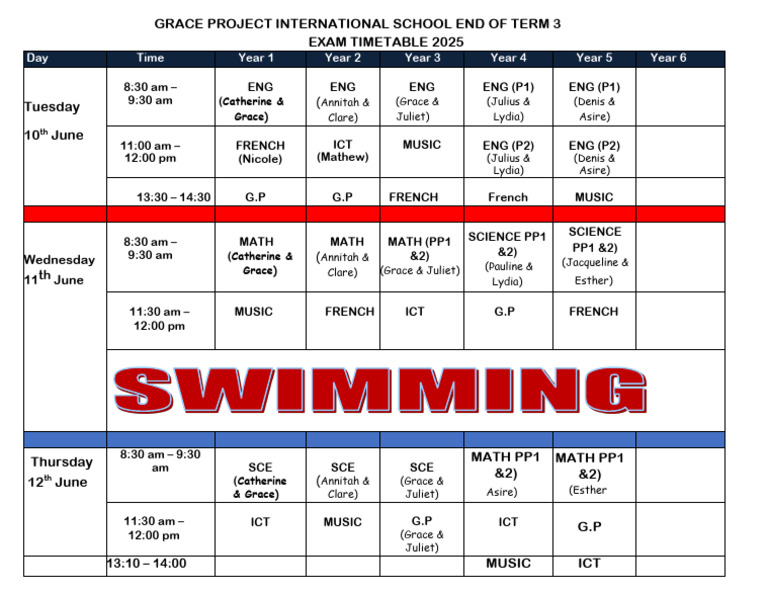 2025 Term 3 Exam Timetable | PDF