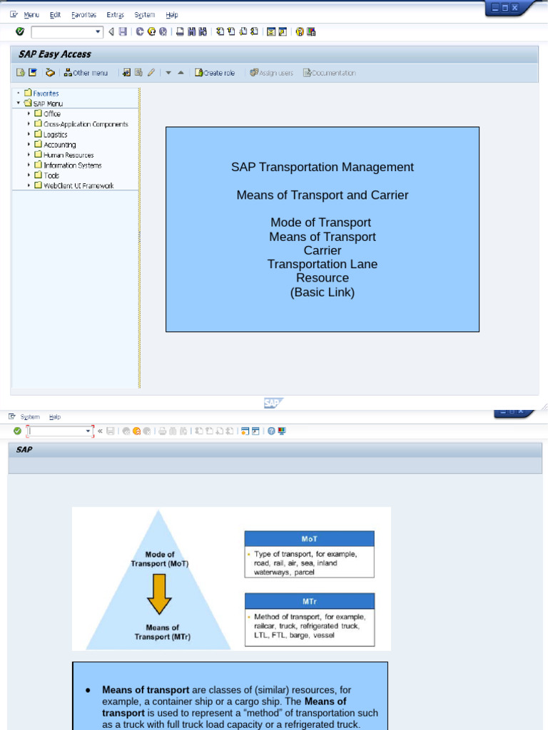 SAP TM Means and Mode of Transport Definition and Assignment | PDF ...