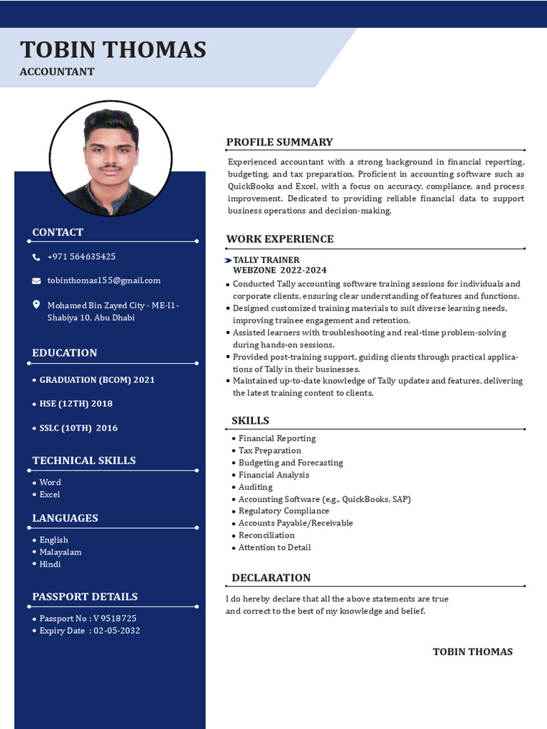 Resume Tobin Thomas | PDF | Accounting