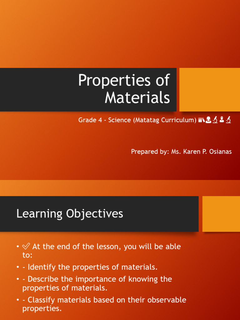 Properties of Materials for Grade 4 | PDF
