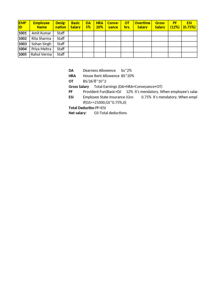 Salary Slip Practice File | PDF