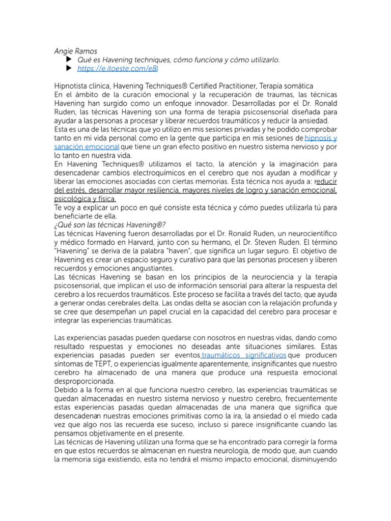 HAVENING TOUCH Qué Es y Cómo Funciona | PDF