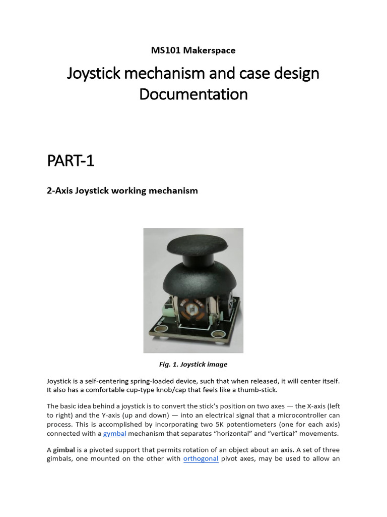Joystick Mechanism Design and CAD Model | PDF | Rotation
