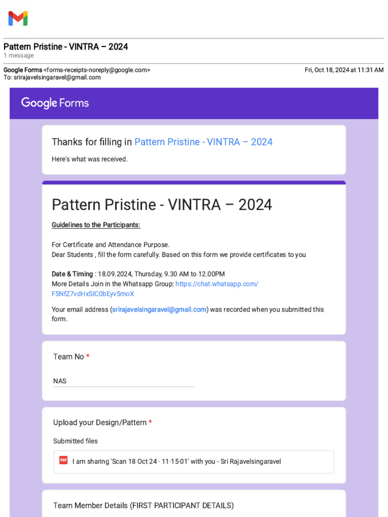 Gmail - Pattern Pristine - VINTRA - 2024 | PDF