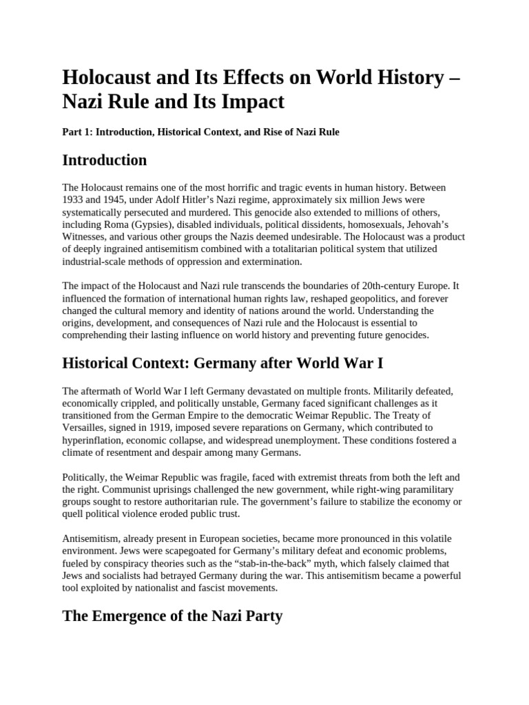 Part 1 - Holocaust and Its Effects On World History | PDF | Nazi Germany | Nazi Party