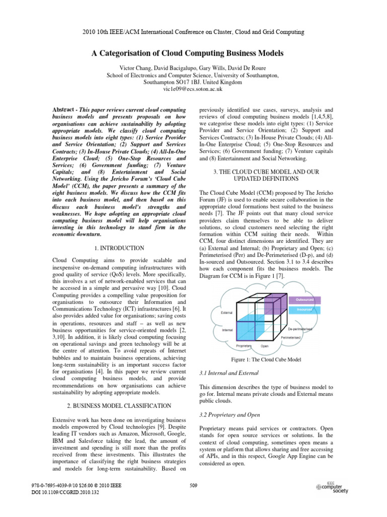 A Categorisation of Cloud Computing Business Models | PDF | Software As A Service | Cloud Computing