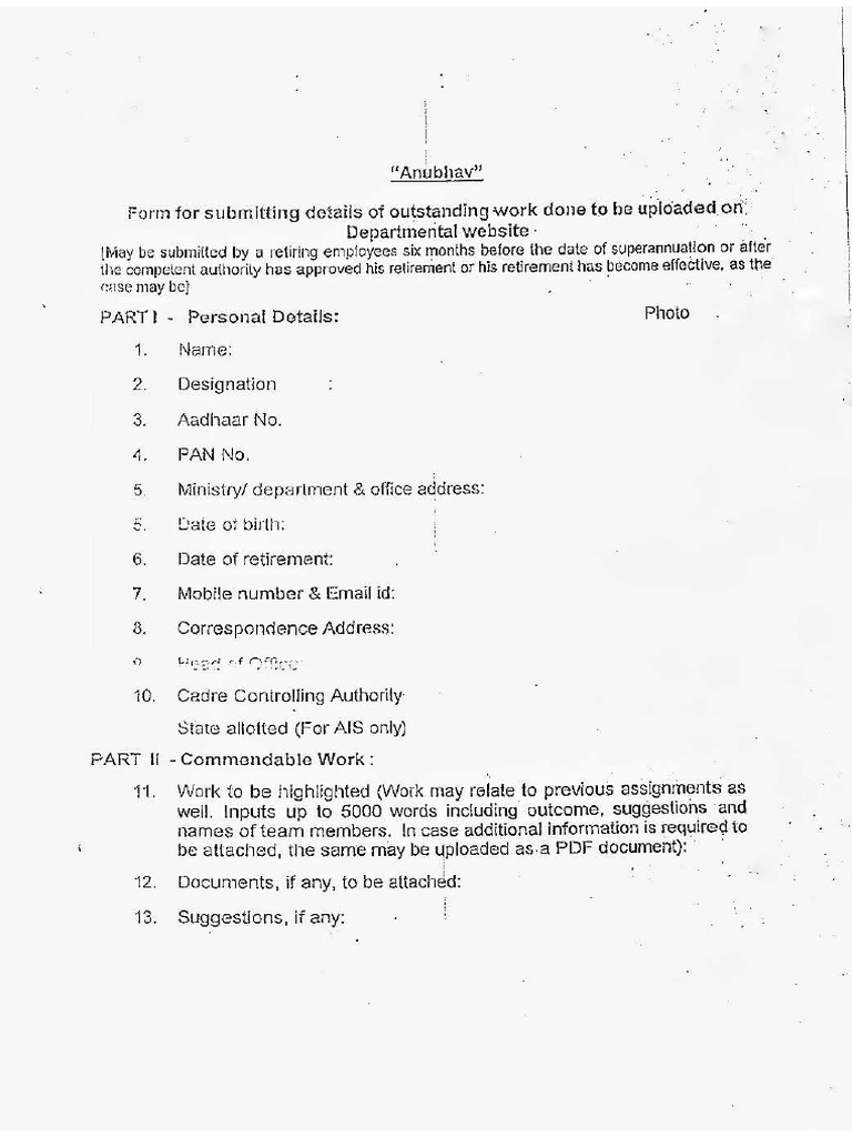Anubhav Form. | PDF