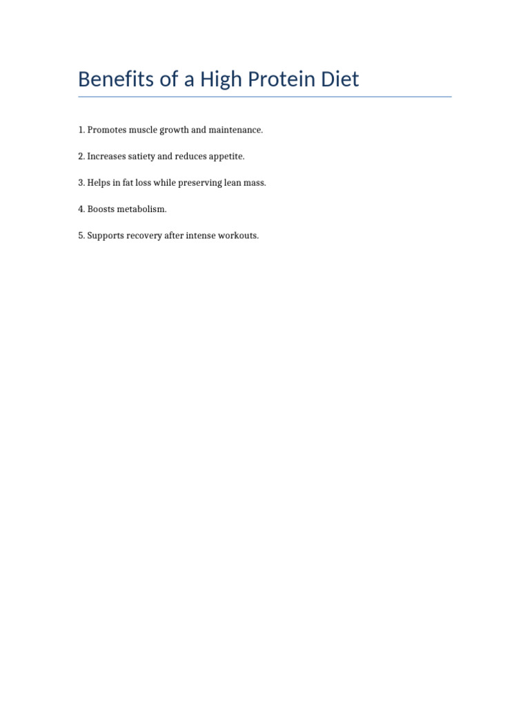 Benefits of High Protein Diet | PDF